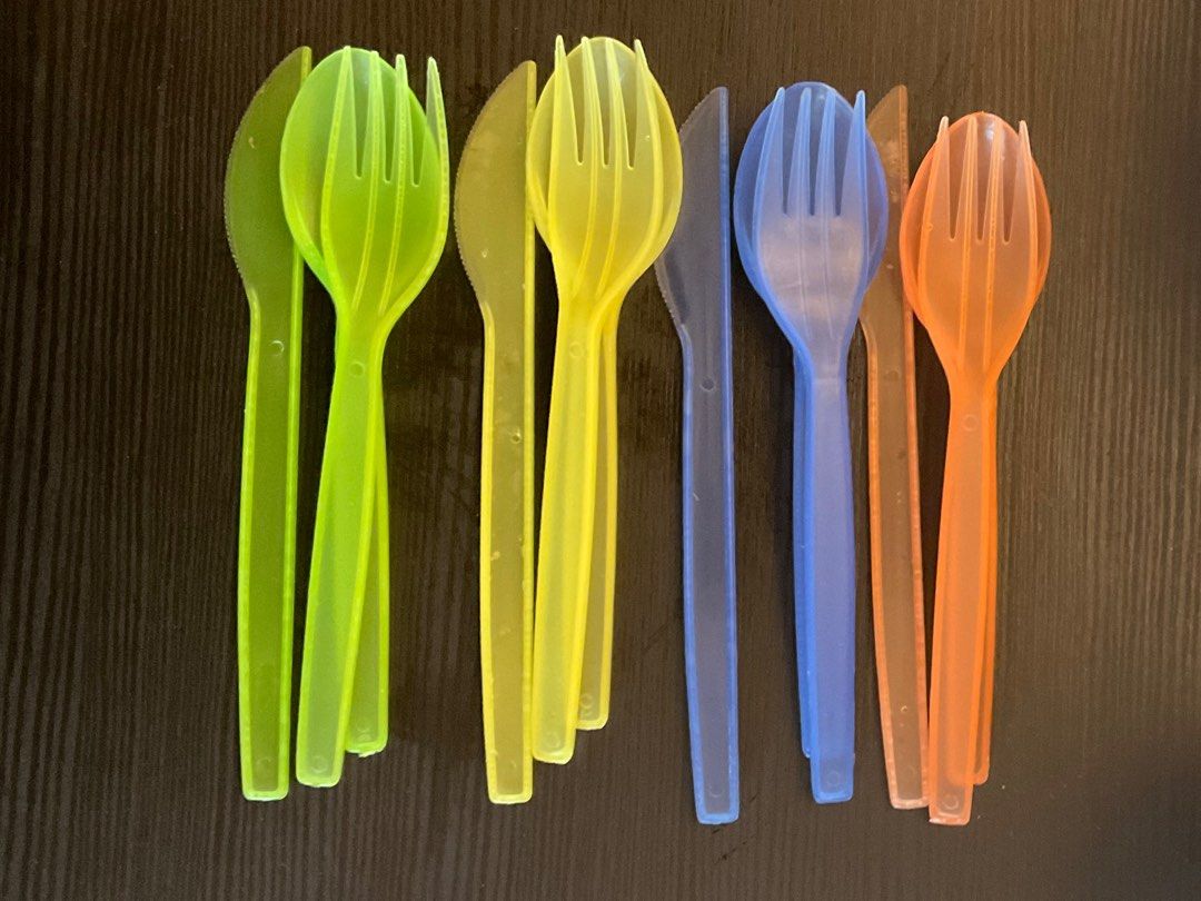 Colourful Plastic Cutleries 4sets, Furniture & Home Living, Kitchenware ...
