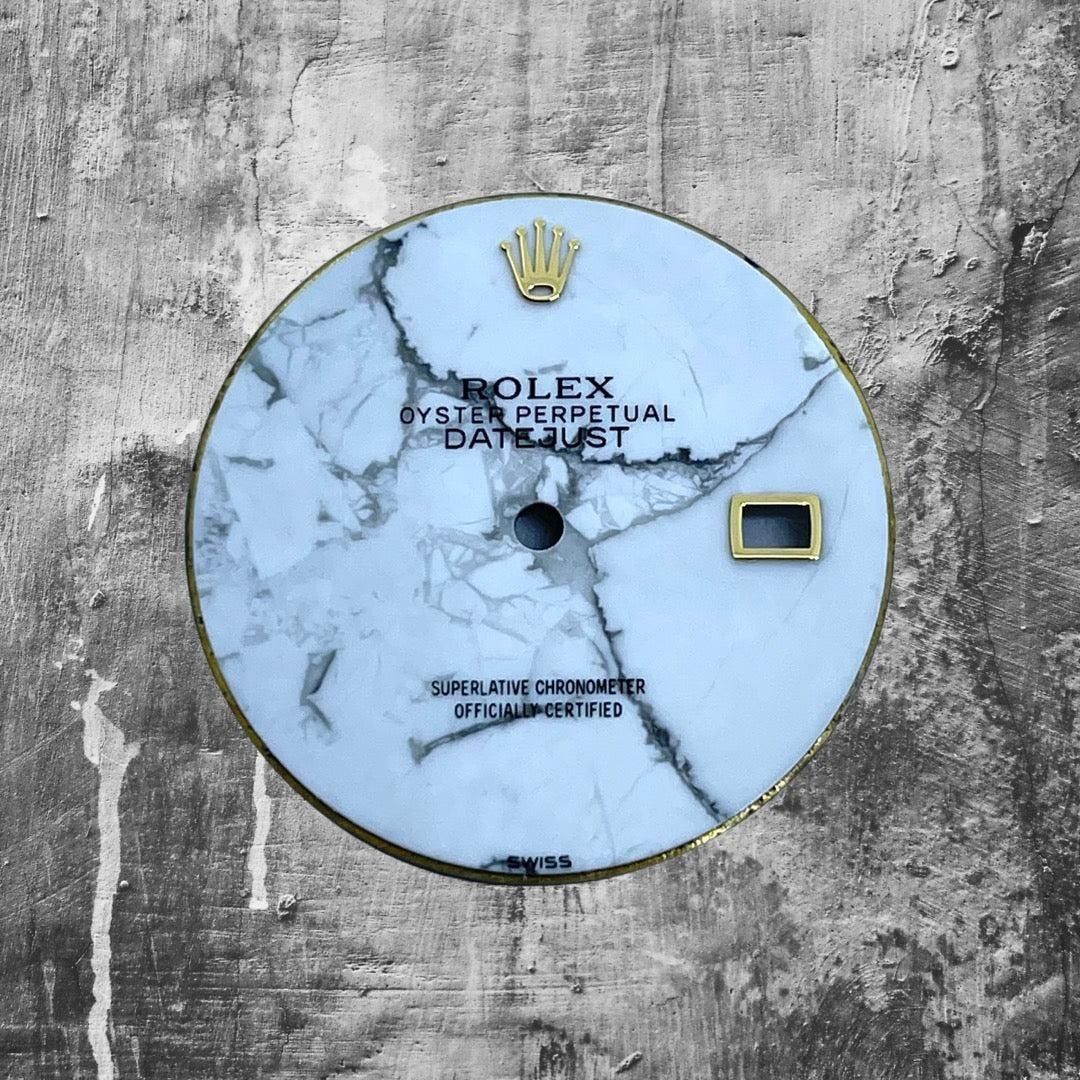 Custom Black / White Marble Watch Dial For Rolex Datejust 36mm ...