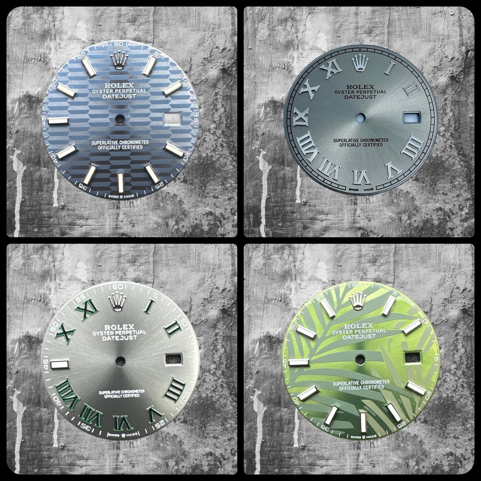 Custom Fluted Blue / Green Palm / Grey Roman / Wimbledon Watch Dial For ...