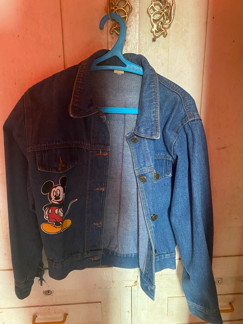 Denim Jacket Mickey Mouse, Women's Fashion, Coats, Jackets and ...