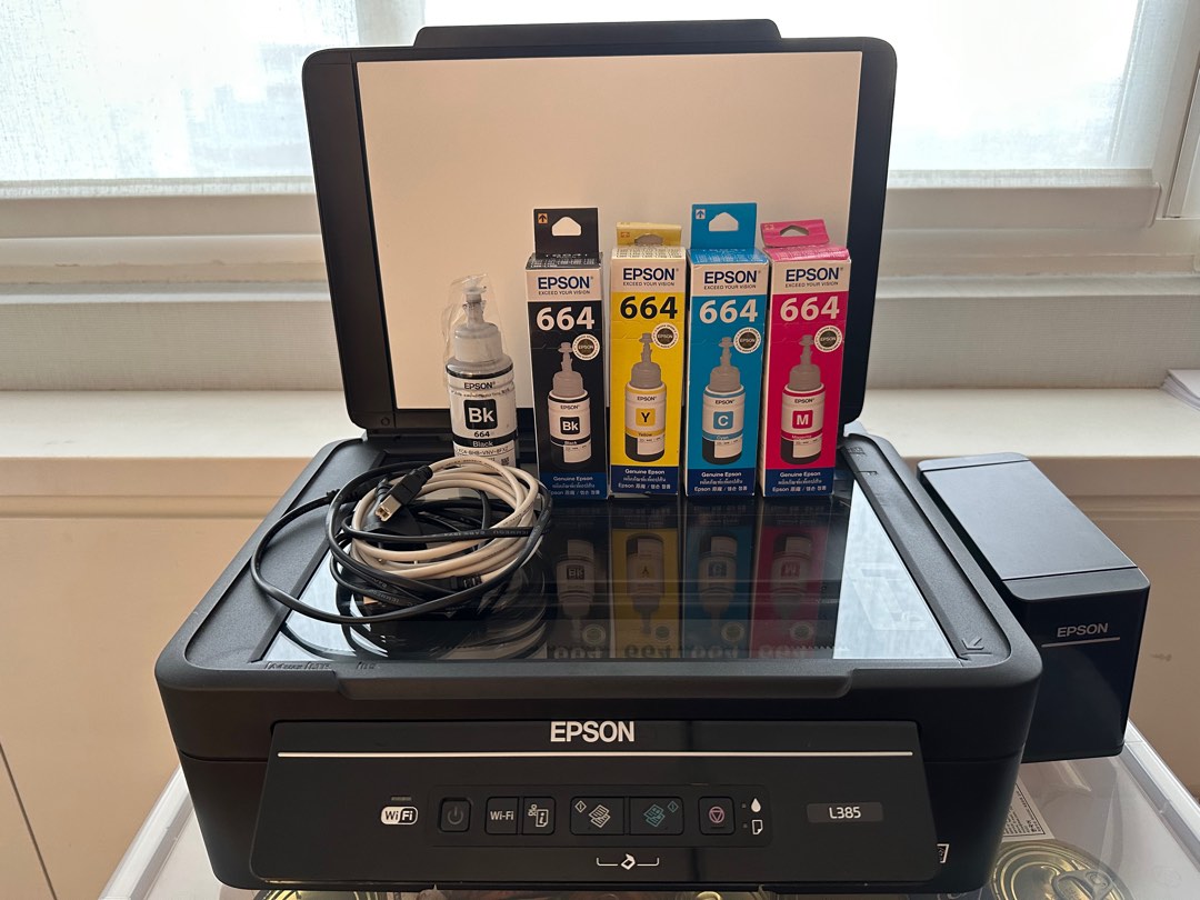 Epson Printer L385 + ink bottles, Computers & Tech, Printers, Scanners ...