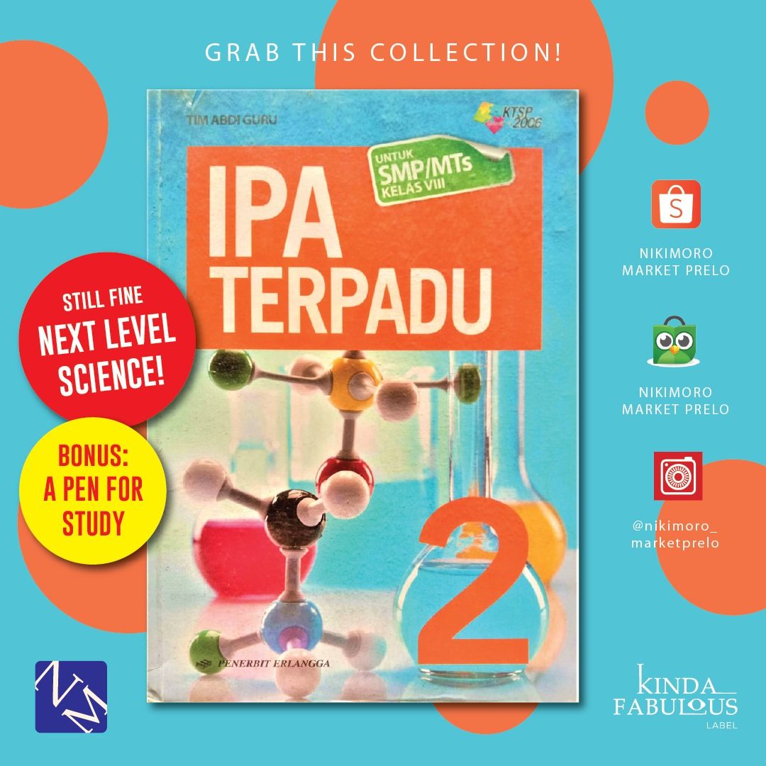 ERLANGGA IPA TERPADU Kelas 8 SMP/MTs, Buku & Alat Tulis, Buku Pelajaran di Carousell