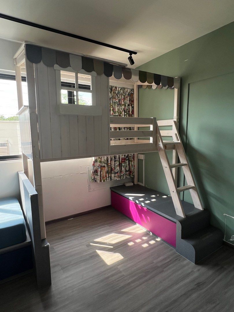 Flexa Mid-High Loft House Bed, Babies & Kids, Baby Nursery & Kids ...