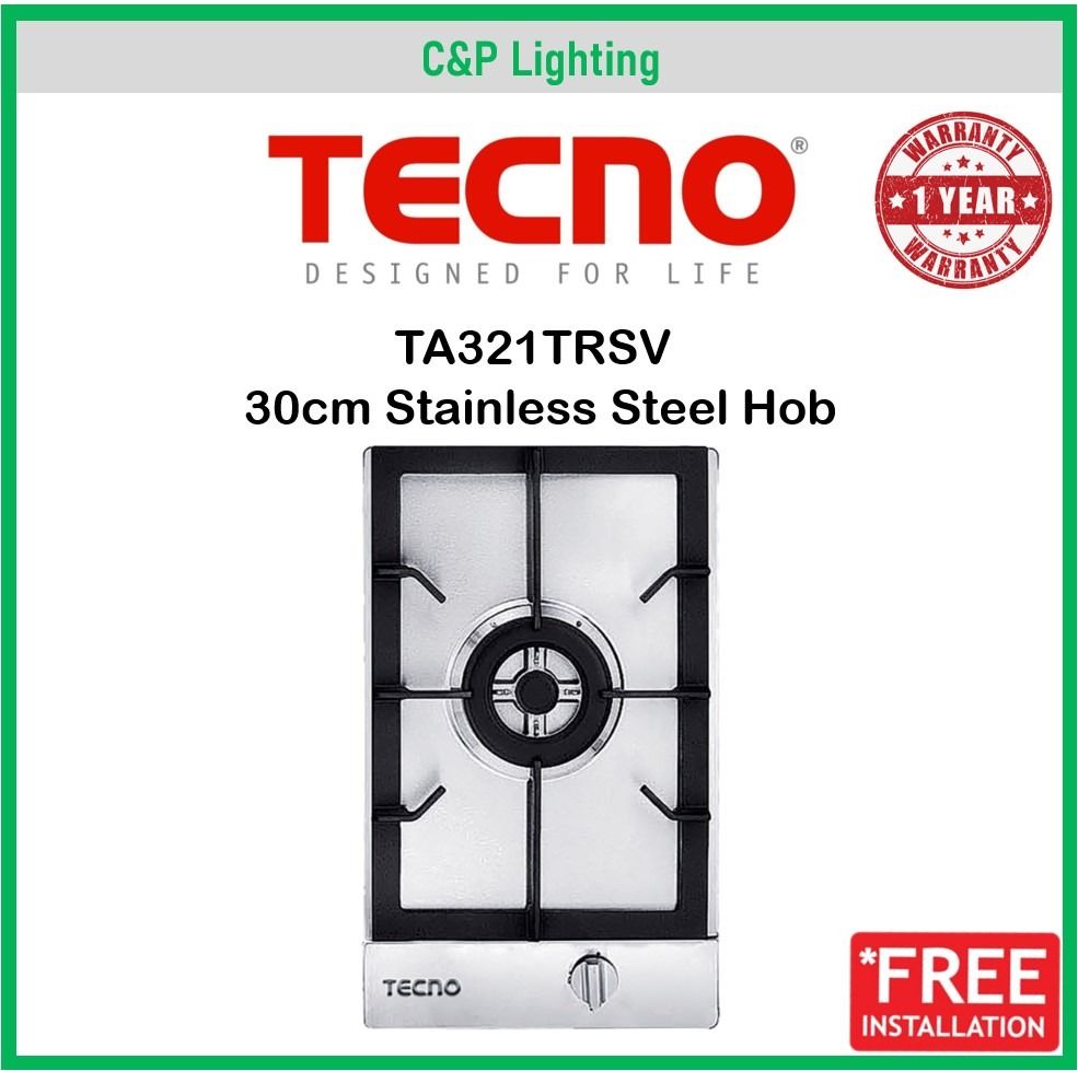 [Free Installation] Tecno TA321TRSV Single Burner 30cm Stainless Steel Domino Cooker Hob Gas ...