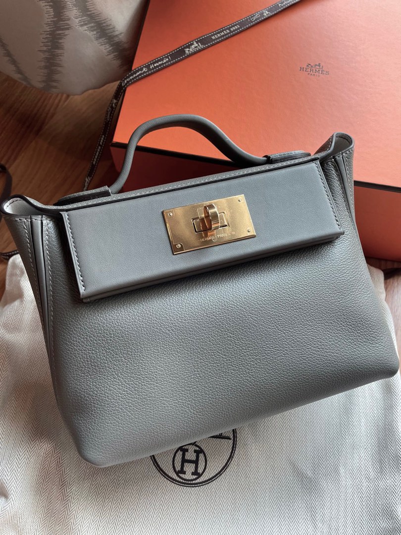 Hermes Mini 2424 Gris Meyer, Luxury, Bags & Wallets on Carousell