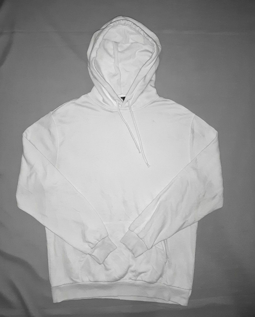 H&M PLAIN WHITE HOODIE, Men's Fashion, Tops & Sets, Hoodies on Carousell