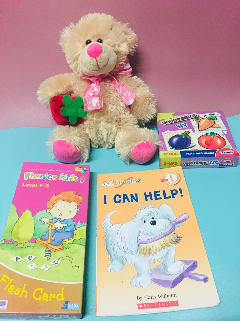 Hug & Luv Plush Toy with Flash Cards, Vegetable Puzzles and Book Bundle ...