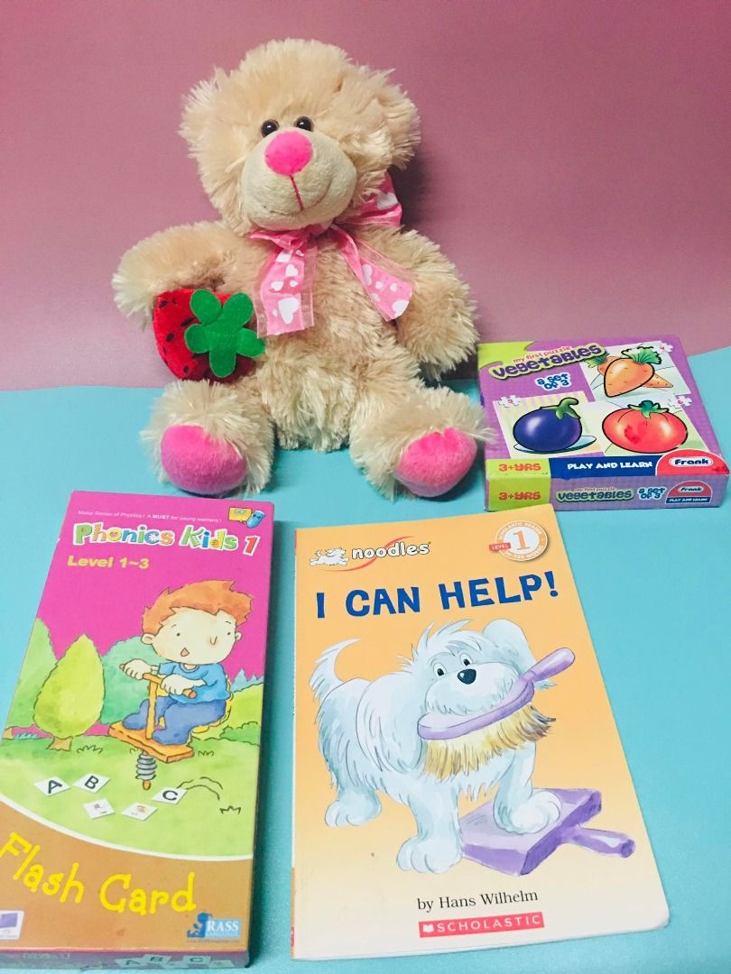 Hug & Luv Plush Toy with Flash Cards, Vegetable Puzzles and Book Bundle ...