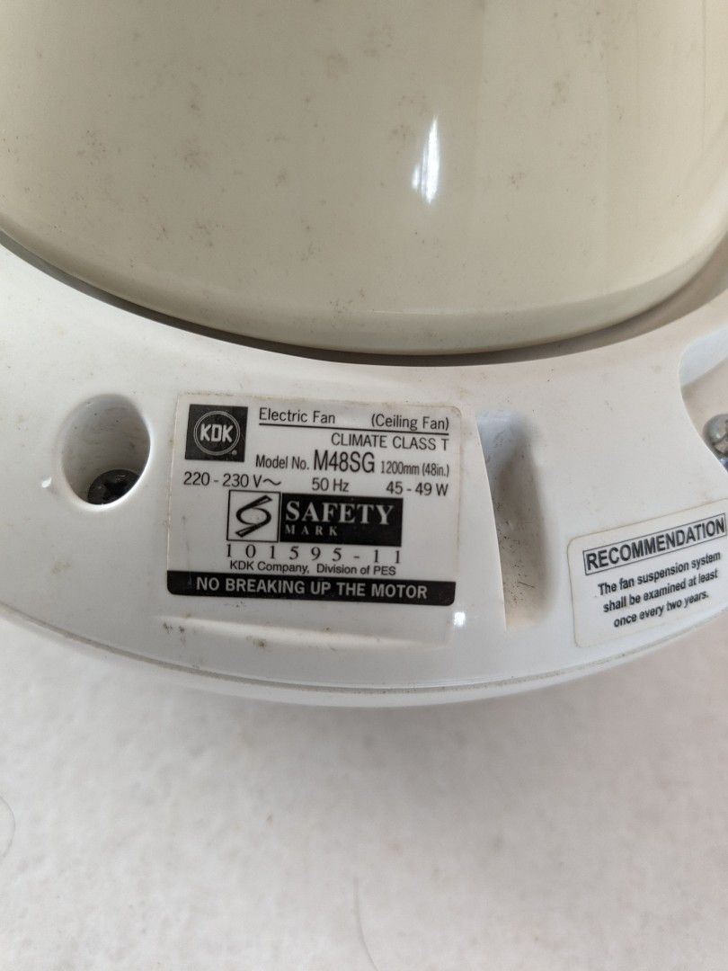KDK Ceiling Fan motor only M48SG, Furniture & Home Living, Lighting ...
