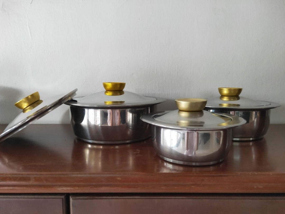 Kuhn Rikon pots with lids, steaming racks and trays, Furniture & Home ...