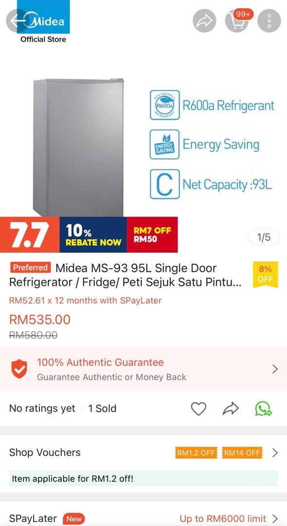 Midea Ms 93 fridge -NEW in box, TV & Home Appliances, Kitchen ...