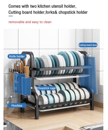 Modern Compact Kitchen Dish Rack Drainboard Set, Large Rust-Proof Dish ...