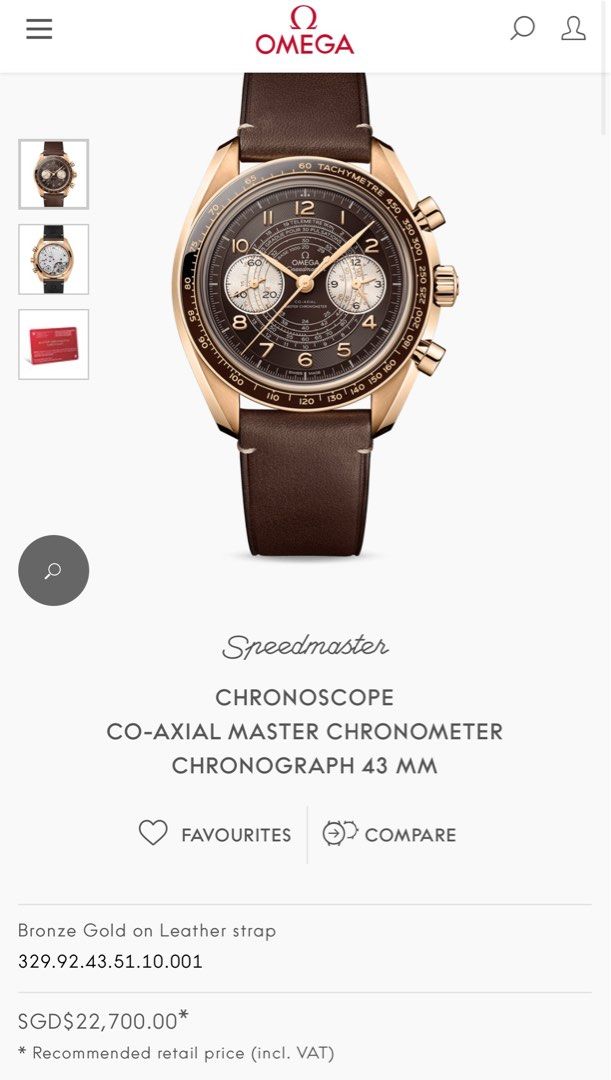 Omega Speedmaster Bronze Gold - $13,800, Luxury, Watches on Carousell