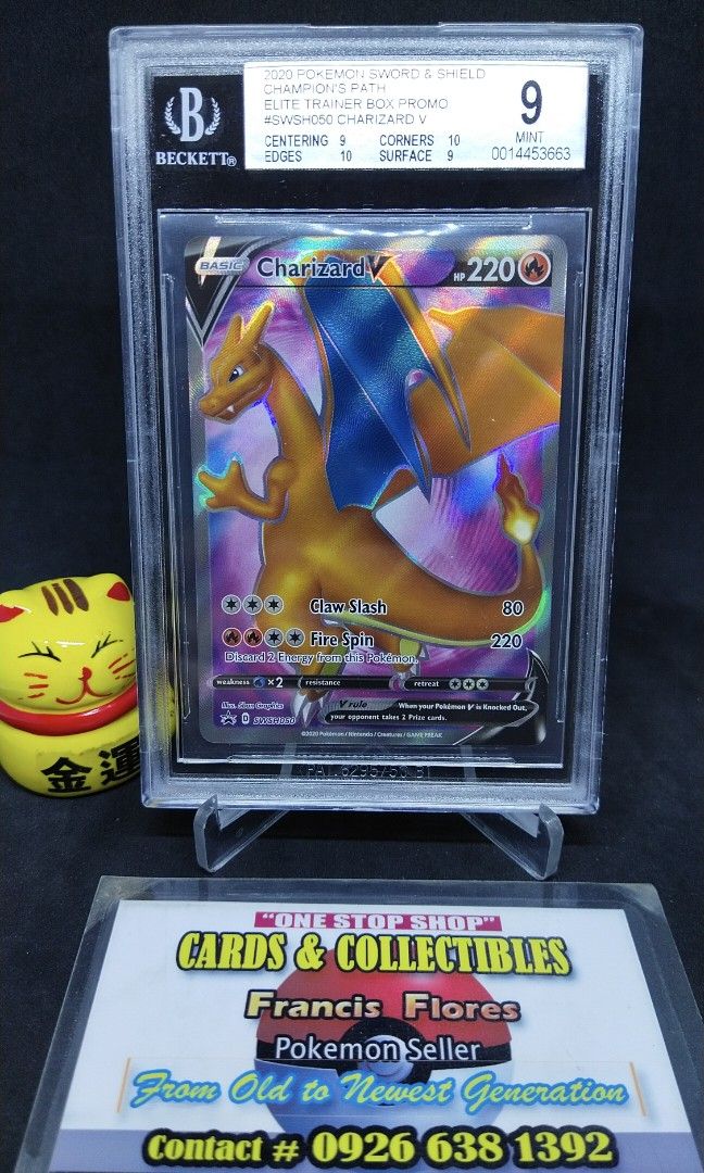 Pokemon GRADED Card - BECKETT / BGS 9: CHARIZARD V # SWSH050 (CHAMPION ...