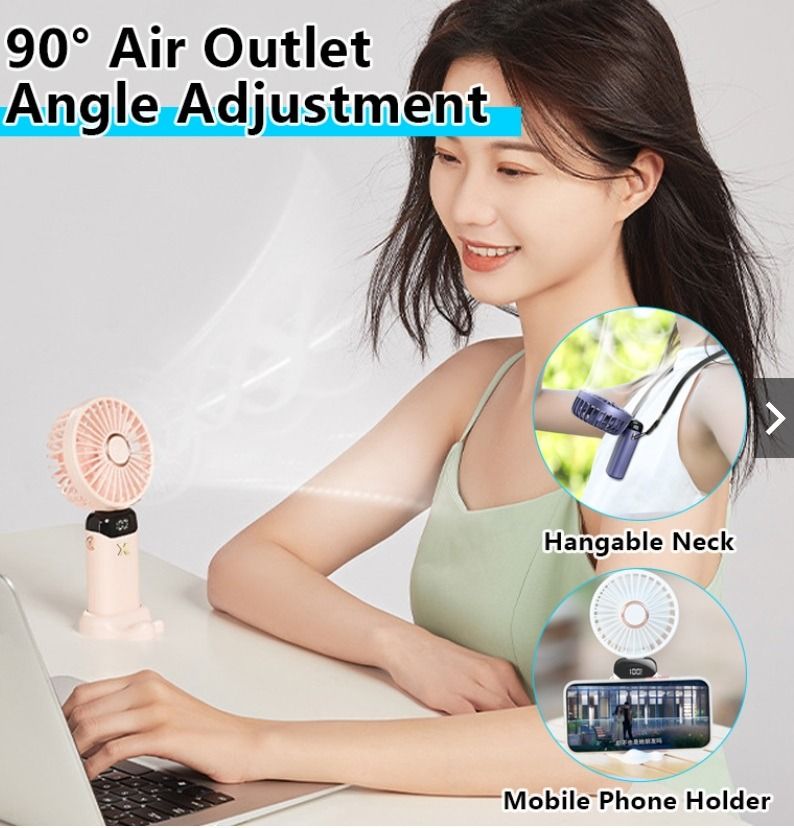 PORTABLE USB type c FAN 10000MAH RECHARGEABLE HANDHELD DESKTOP NECK ...