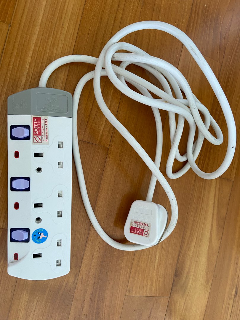 POWERLINE 3Way Extension Safety Power Socket | Easy 2Pin plug, TV ...