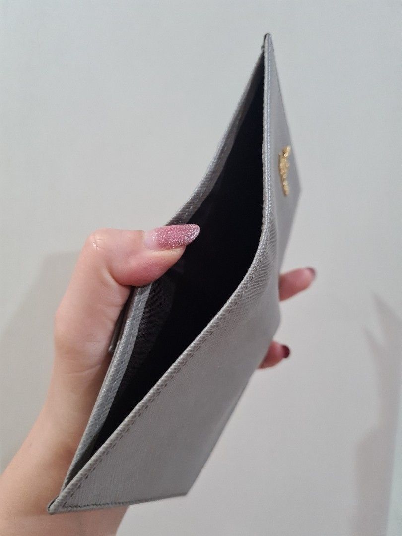 Prada Bifold Grey Wallet, Luxury, Bags & Wallets on Carousell