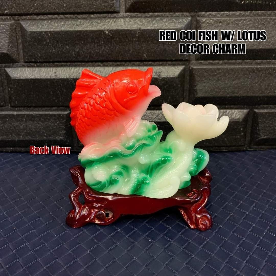 Red Coi Fish with lotus decor, Furniture & Home Living, Home Decor ...