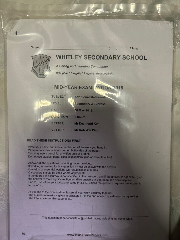 Sec 3 amath mid year examination past year test papers, Hobbies & Toys ...