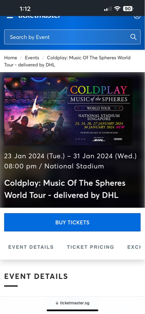 Selling Coldplay 27 Jan 2024 sat show general standing pen $310 ...