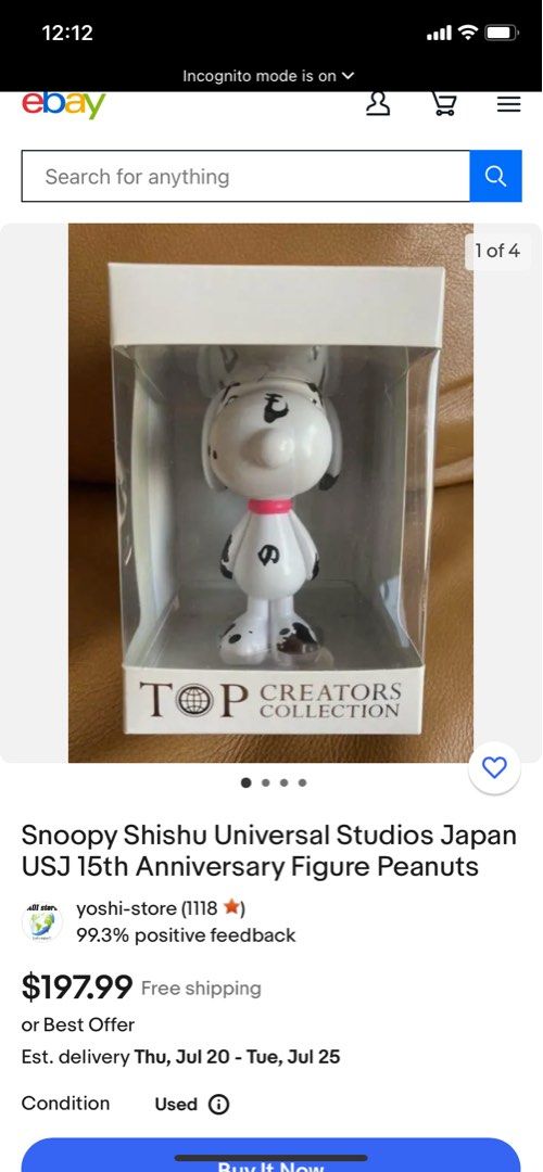 Snoopy Universal Studios Japan USJ 15th Anniversary Figure Peanuts ...