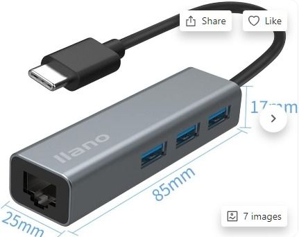 [Stockist.SG] Nano USB C to Ethernet Adapter with 3 USB 3.0 Ports, RJ45 ...