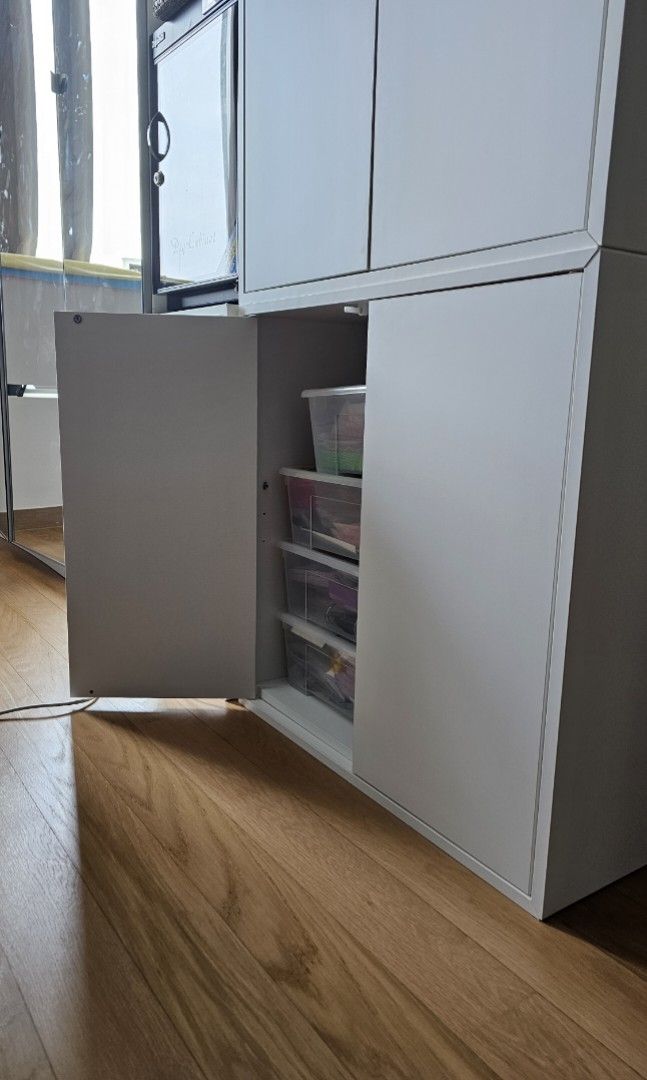 Useful stackable storage cabinets with click doors, Furniture & Home ...