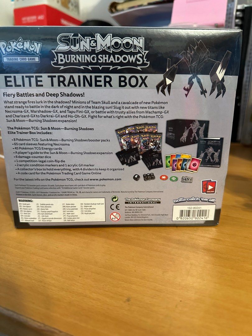 Pokemon tcg - Burning Shadow Elite Trainer Box, Hobbies & Toys, Toys ...
