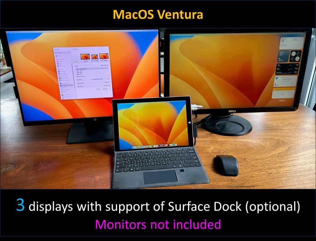 Surface Pro i7- 8GB RAM 512GB SSD Dual Boot Windows 11 + MacOS Ventura ...