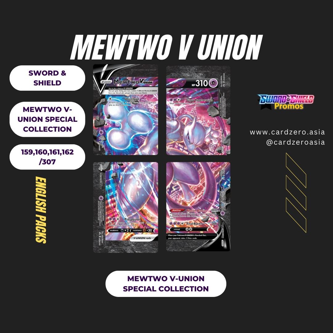 Sword & Shield Promo - Mewtwo V Union, Hobbies & Toys, Toys & Games on Carousell