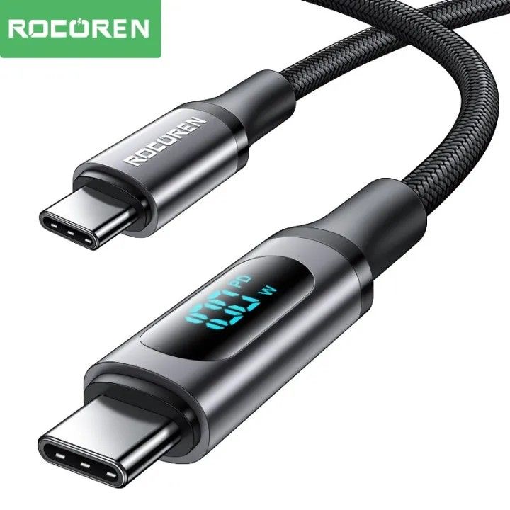 (Ready Stock) [Super Long Type C to Type C 100W] Rocoren PD 100W LED Display USB Type C Cable 5A ...