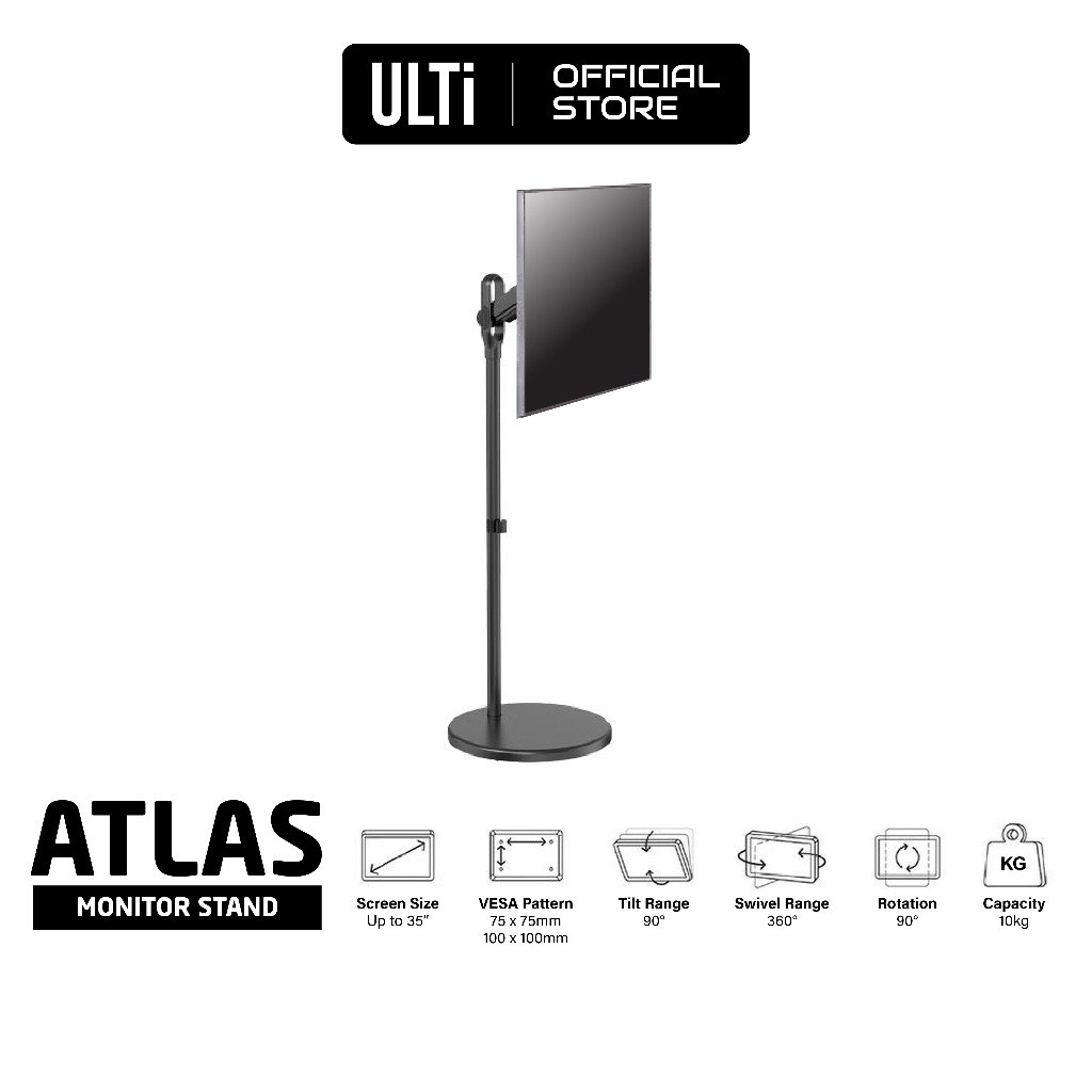 ULTi Atlas Monitor Stand - Move, Rotate, Tilt, Height, Swivel - Easy ...