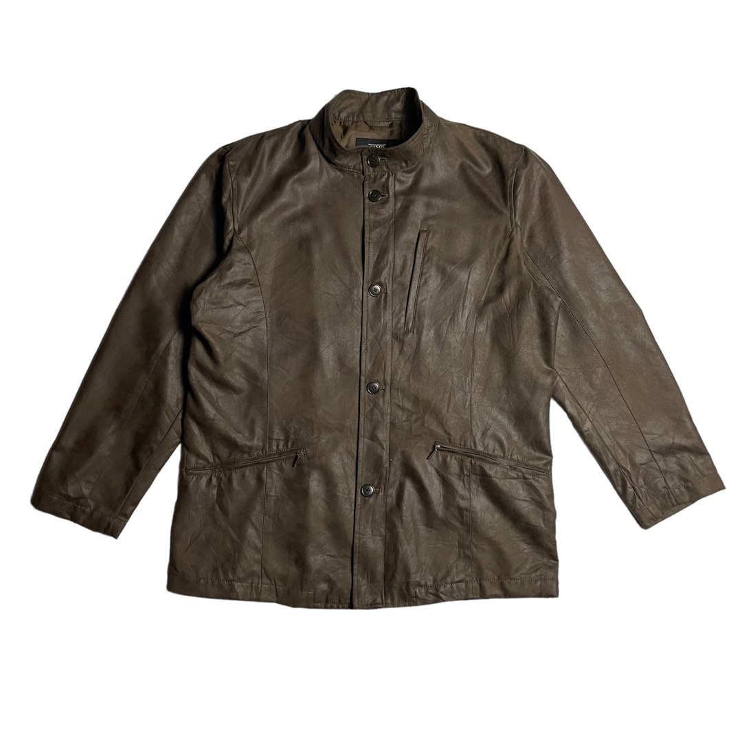 VIP Playboy Collection 4 Pockets Button Up Leather Jacket, Men's ...