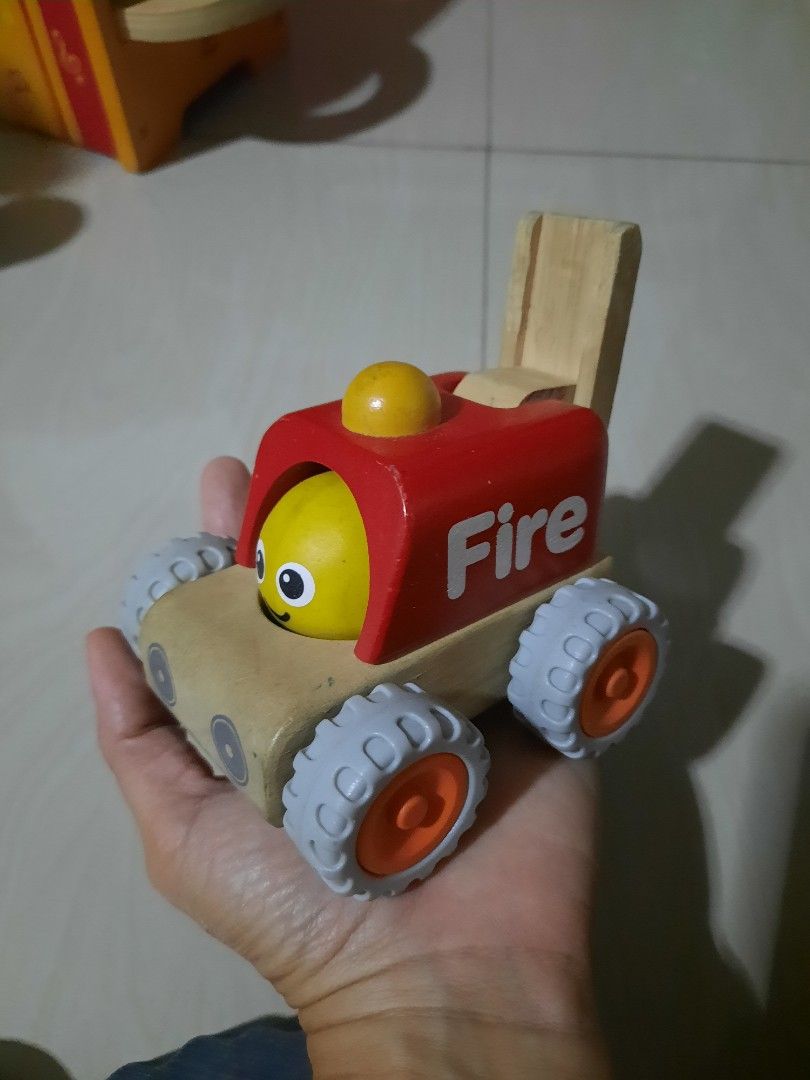 Wonderworld Smiley Fire Engine Wooden Toy, Babies & Kids, Infant ...