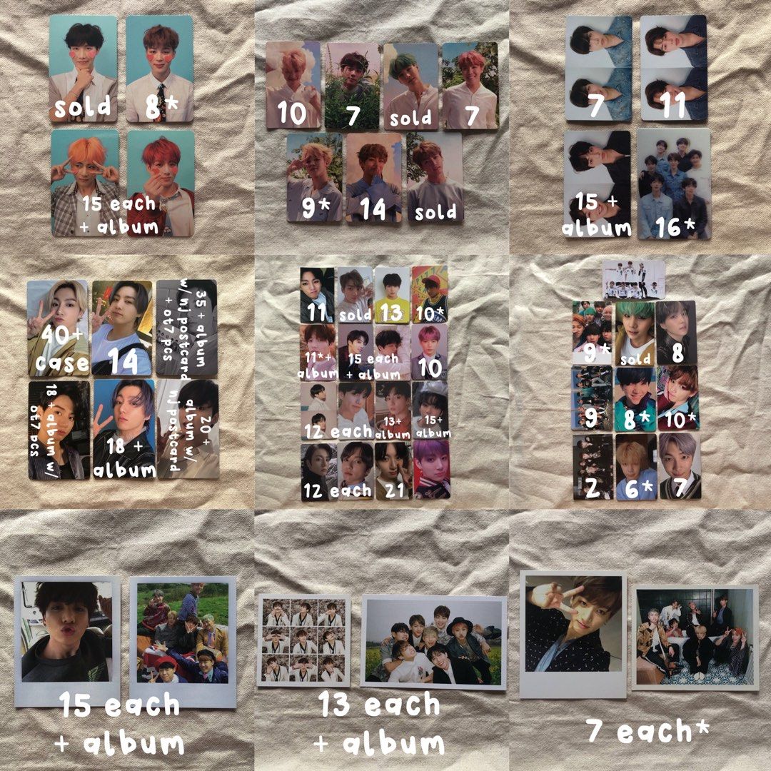 wts official bts album photocards namjoon rm seokjin jin yoongi suga ...