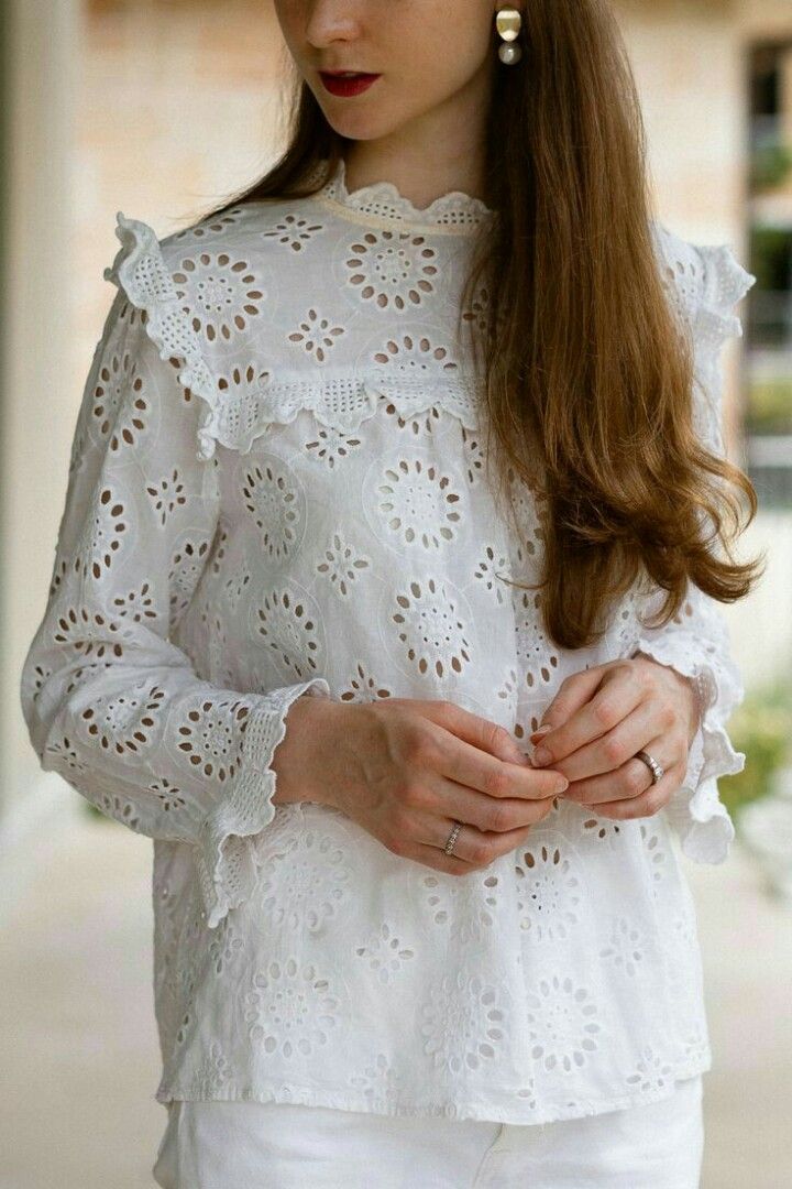 ZARA White Eyelet Top on Carousell