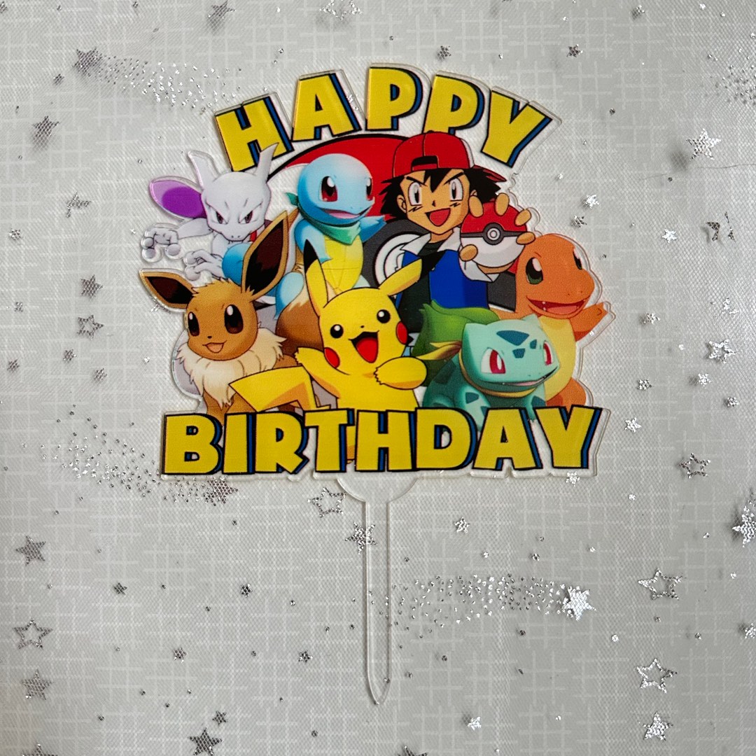 15cm x 17.5cm Pokemon Acrylic Cake Topper Birthday Party Decoration ...