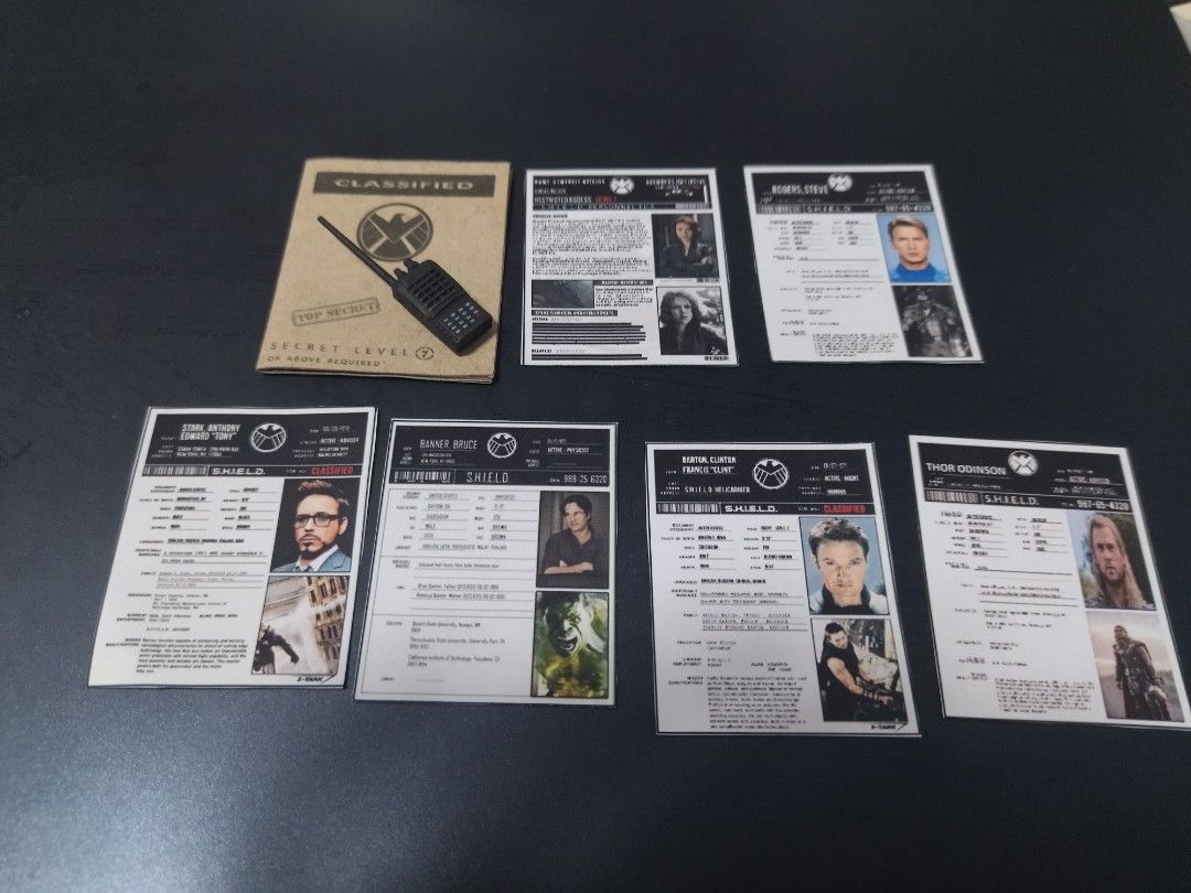 1/6 scale marvel agent shield file with walkie talkie iron man, captain ...