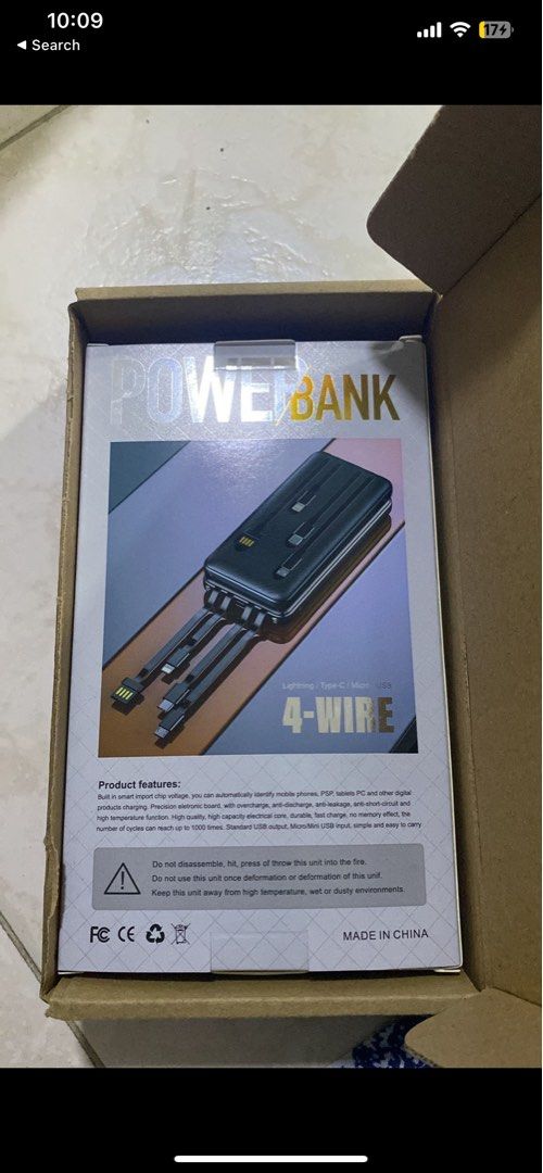 20kMah Powerbank with Inbuilt Cable, Mobile Phones & Gadgets, Mobile ...