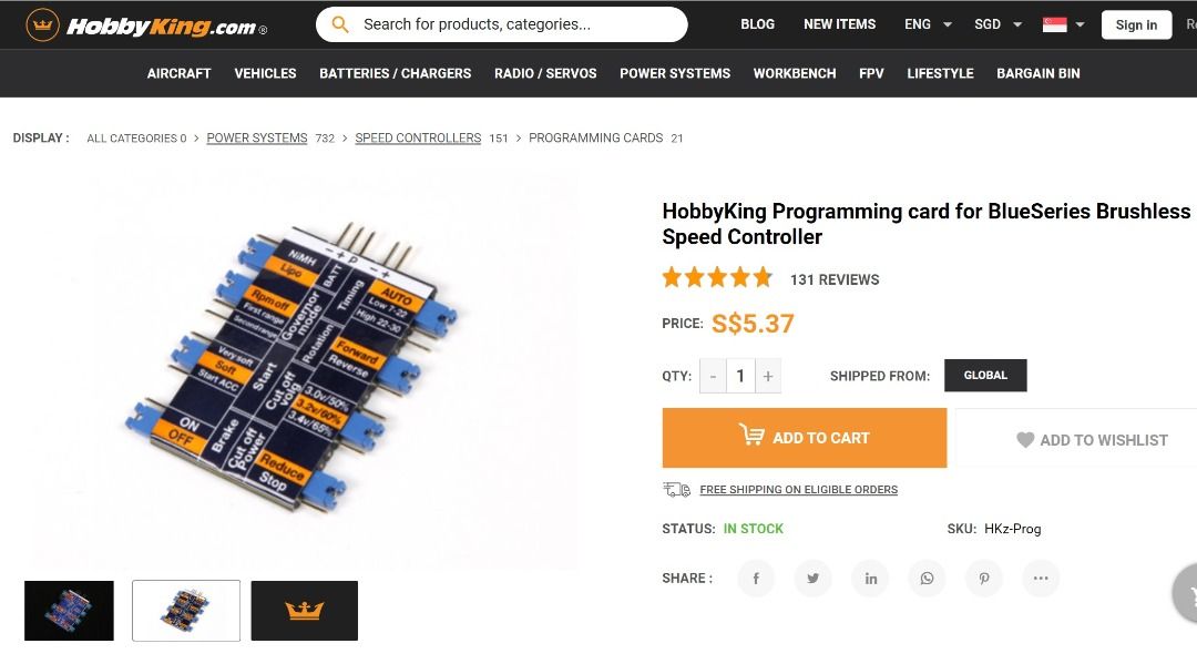 3 Nos. Mystery 40A Brushless Speed Controller w' Programming Card ...