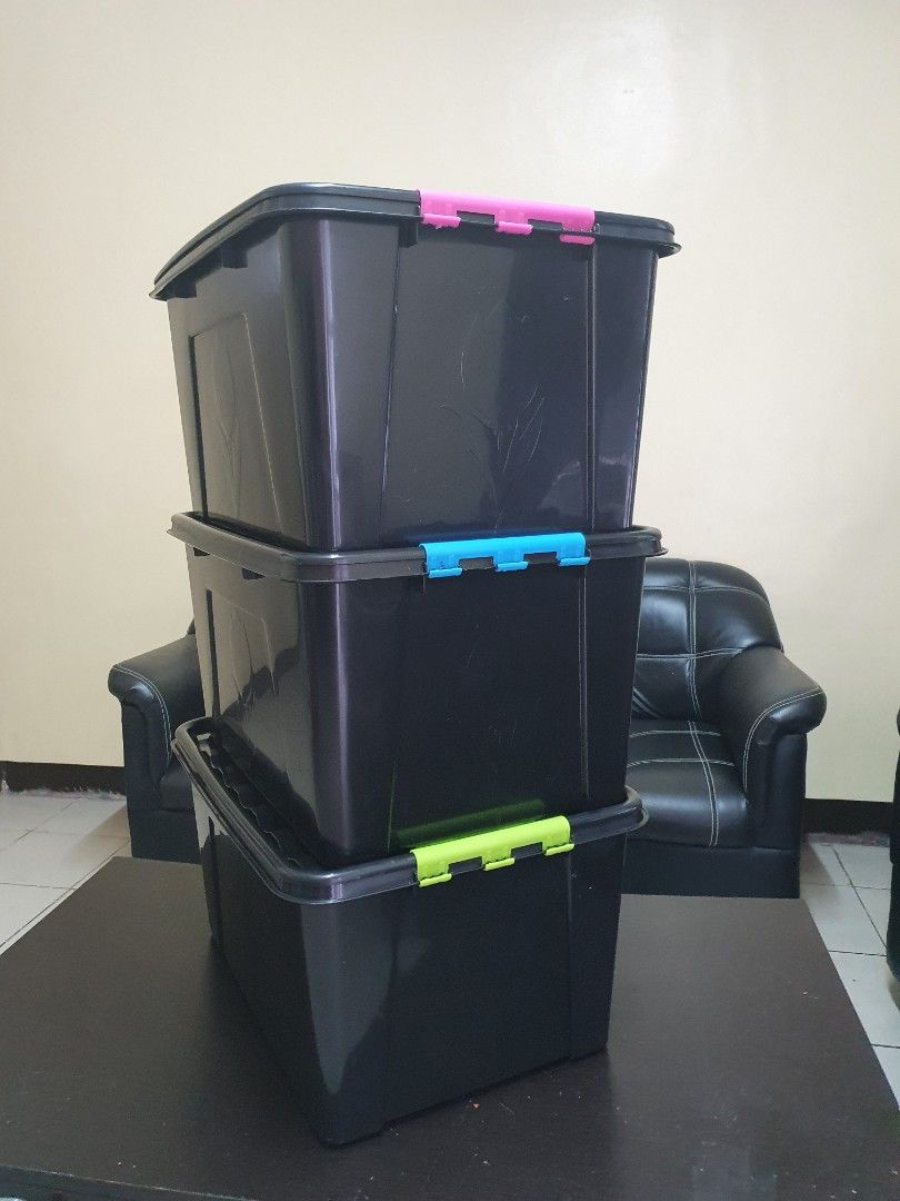 40L Black Unibox Storage box with wheels on Carousell