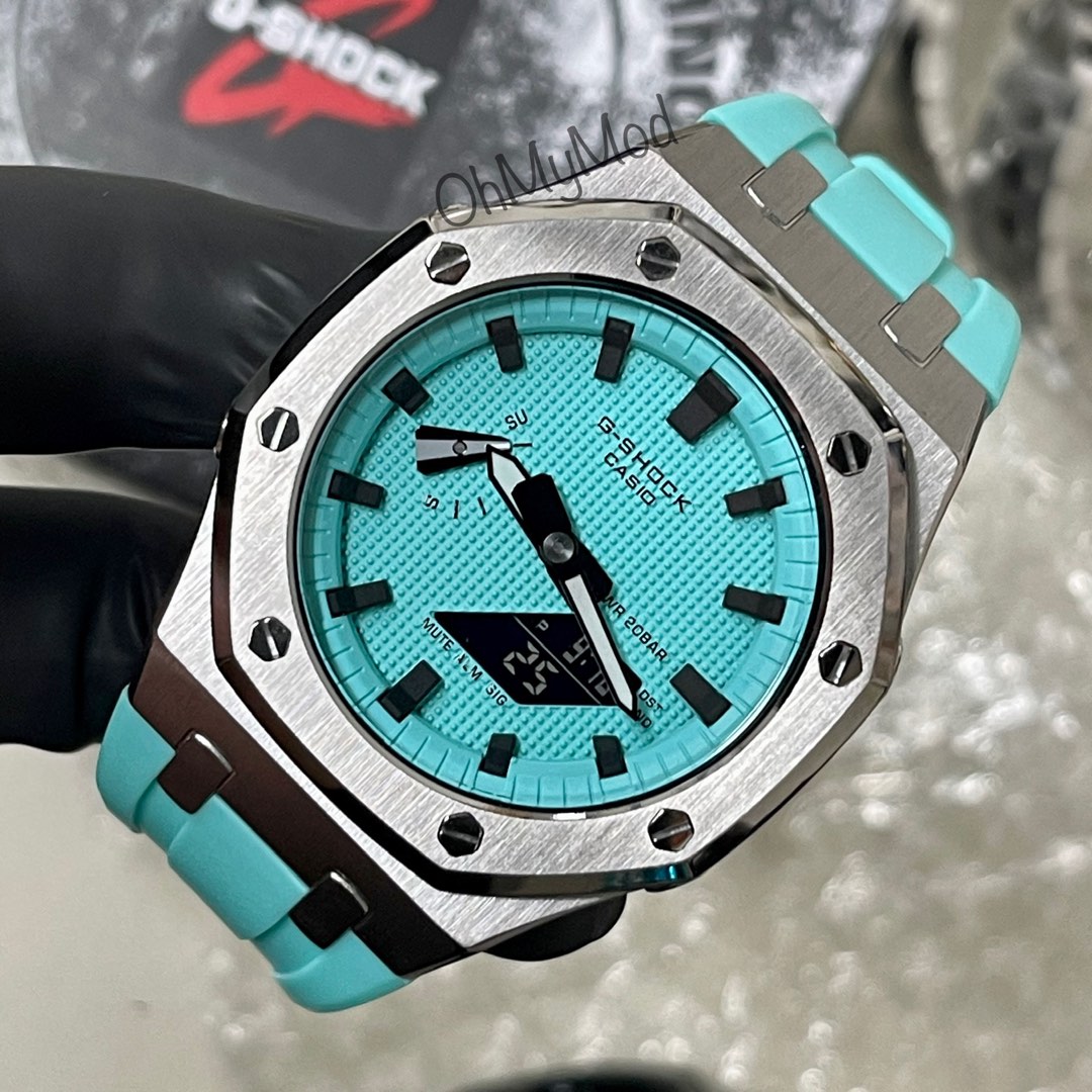 Tiffany Blue Two tone with Black on Stainless Steel Bezel with Tiffany ...
