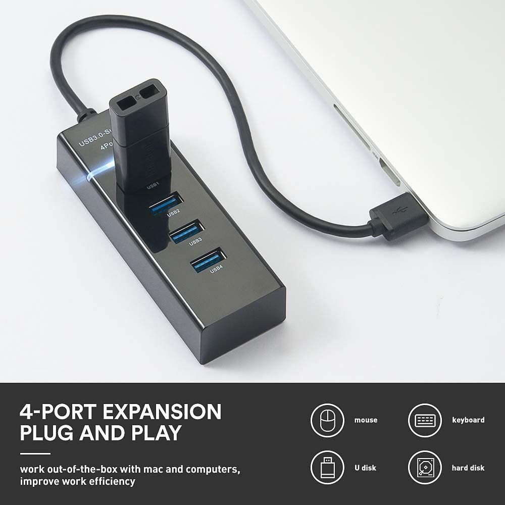 7-Port USB Extension Hub Splitter with 7 USB 3.0 Port Individual Power ...