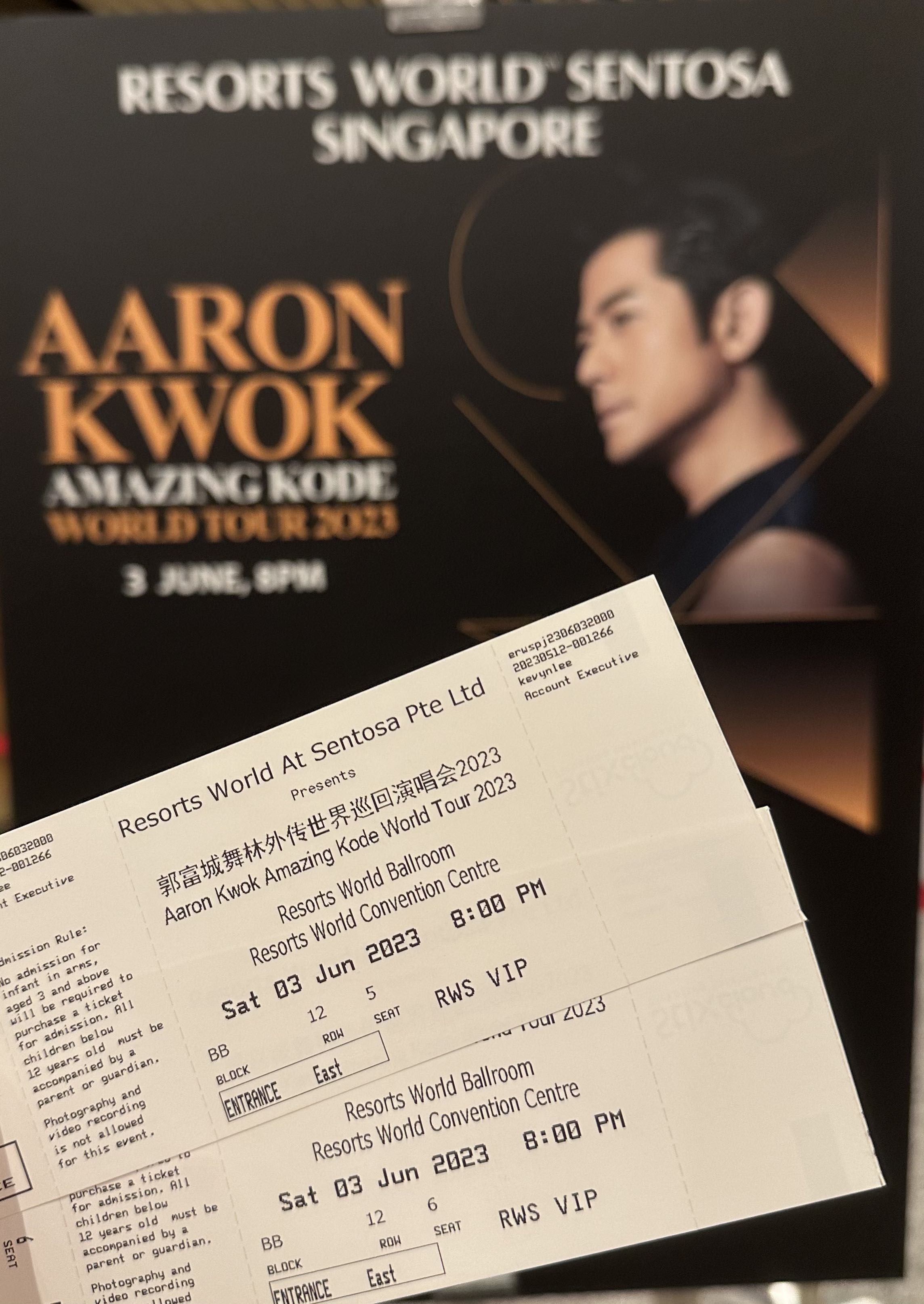 Aaron Kwok Concert 3 Jun 2023, Tickets & Vouchers, Event Tickets on Carousell