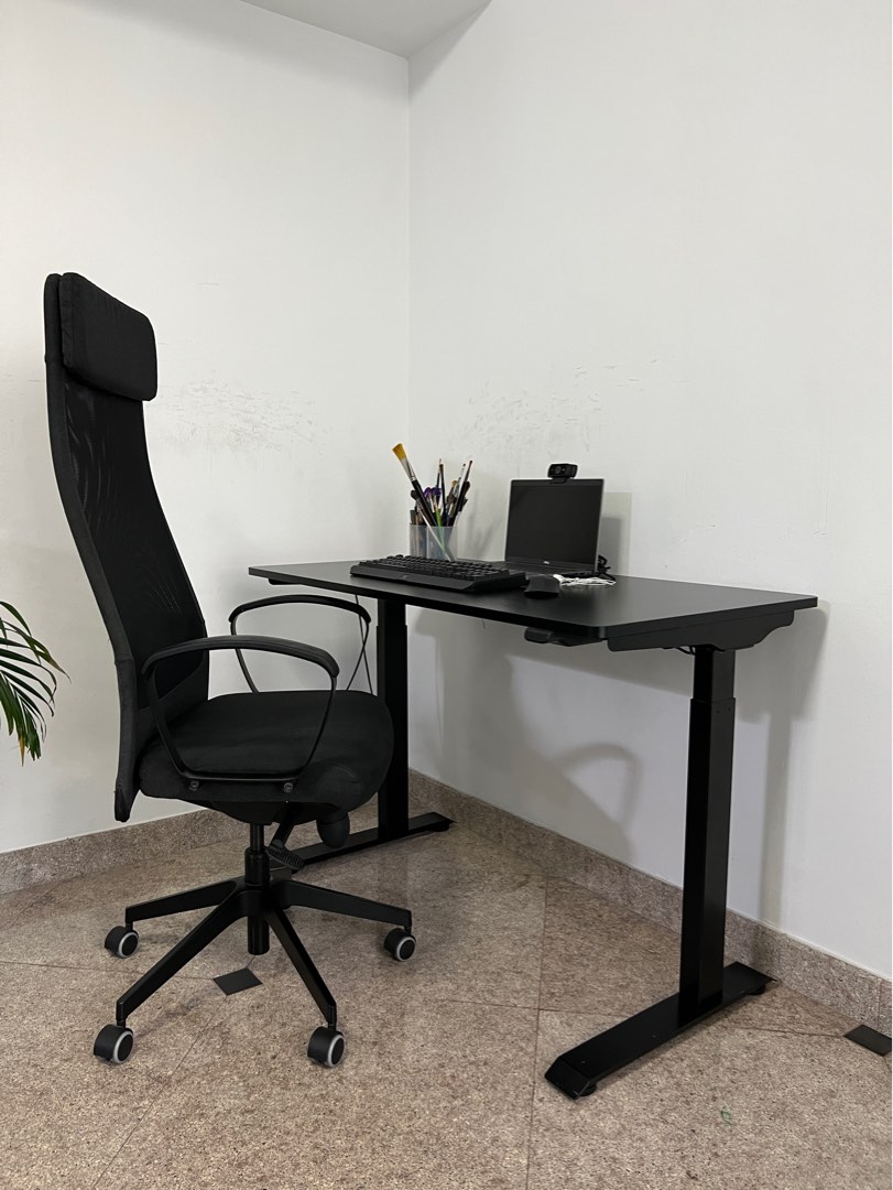 Adjustable Desk and Egonomic office chair, Furniture & Home Living ...