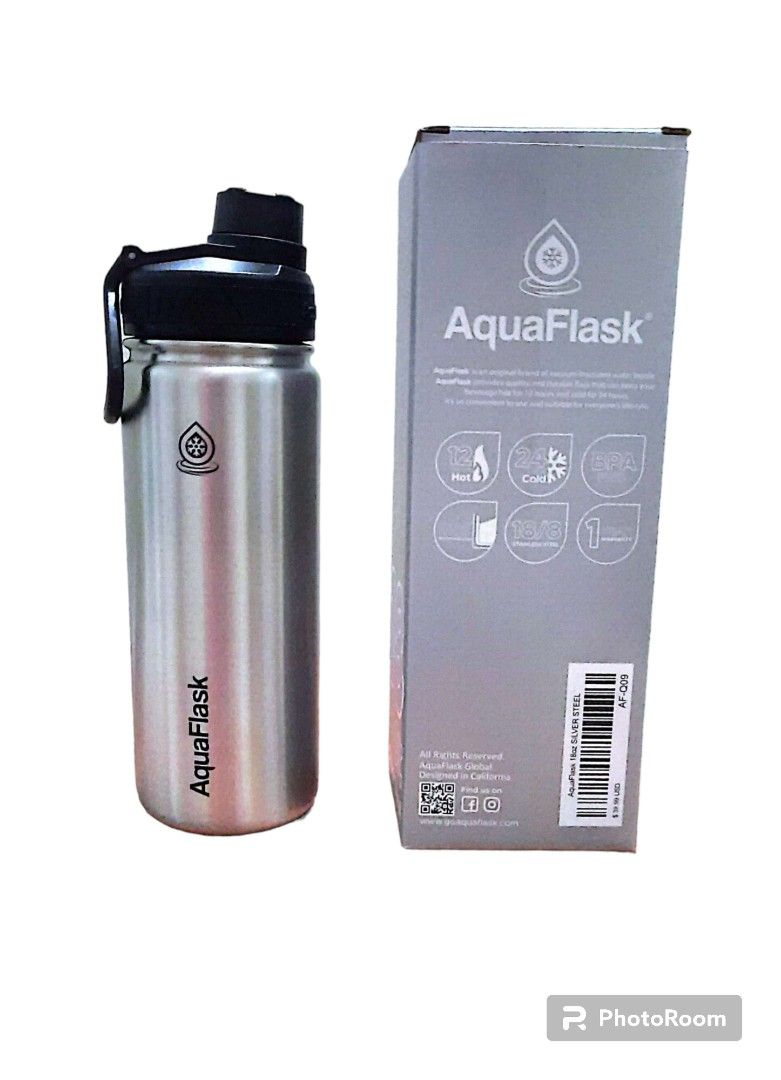 AquaFlask 18 oz Silver Steel, Furniture & Home Living, Kitchenware ...