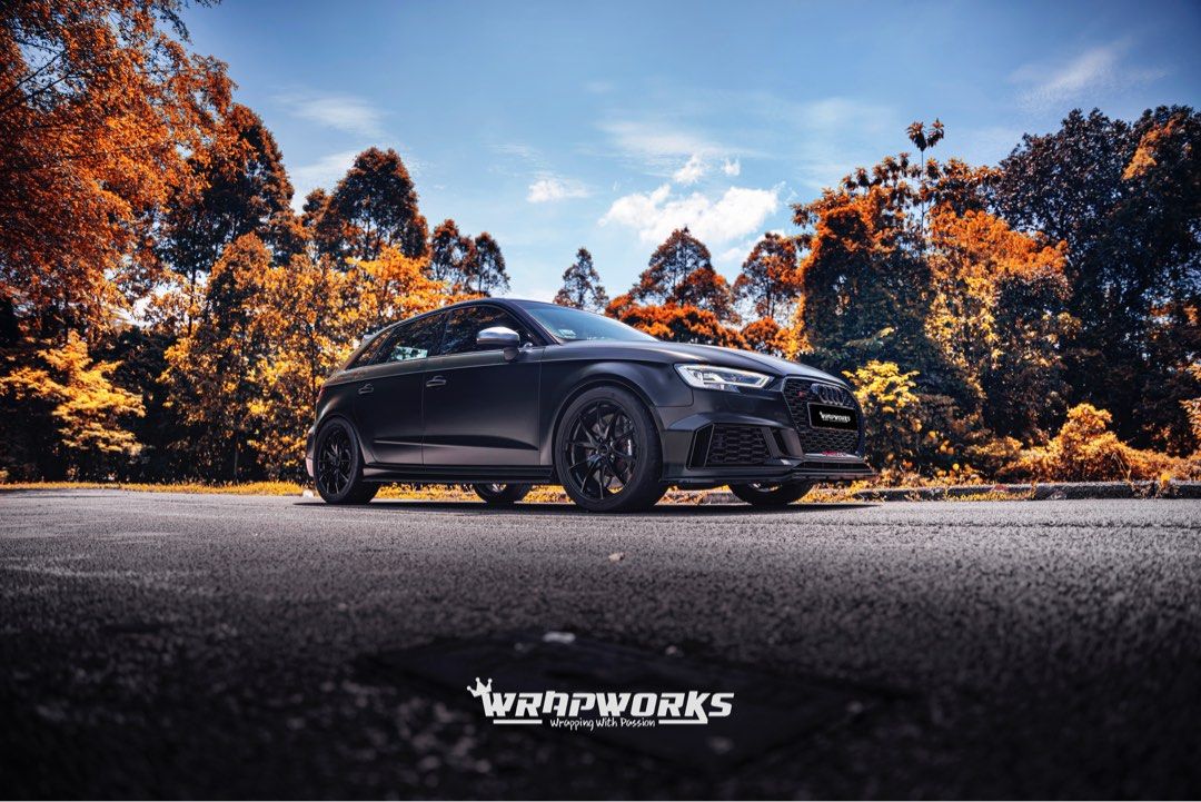 Audi S3 Sportback - Satin Black Full Wrap, Car Accessories, Accessories on Carousell