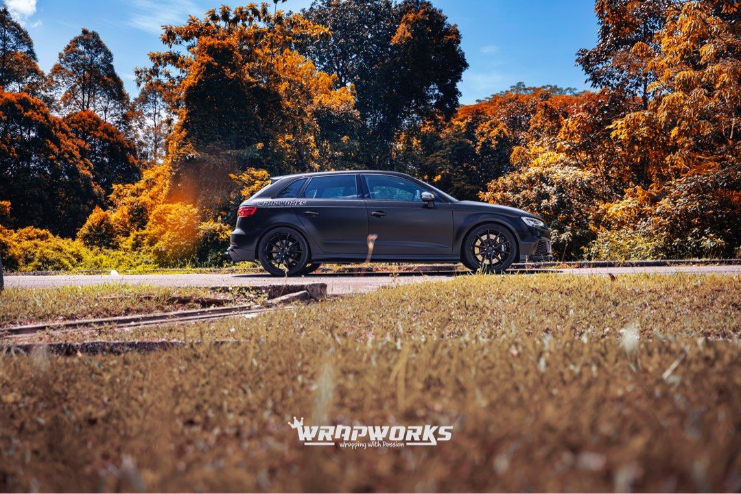 Audi S3 Sportback - Satin Black Full Wrap, Car Accessories, Accessories on Carousell