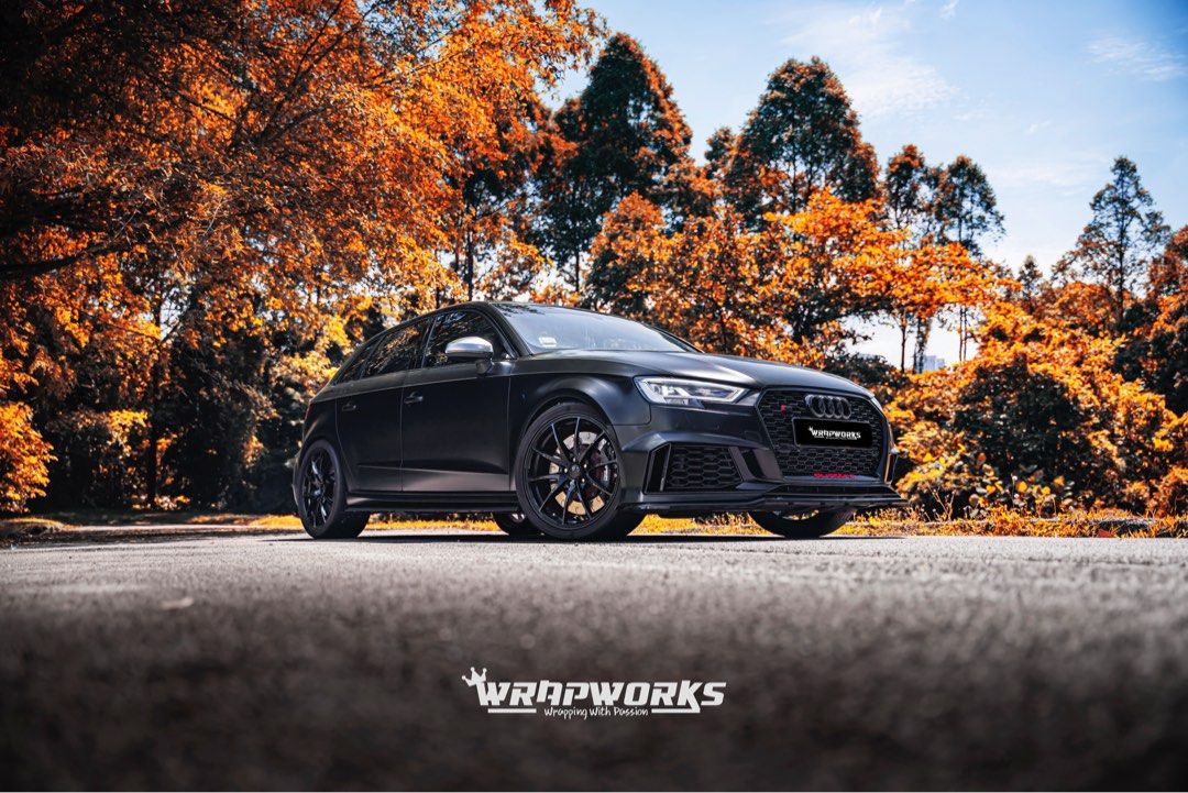 Audi S3 Sportback - Satin Black Full Wrap, Car Accessories, Accessories on Carousell