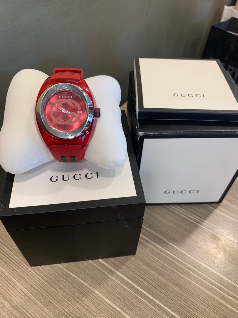 Authentic GUCCI Sync Red Stainless Steel watch unisex on Carousell